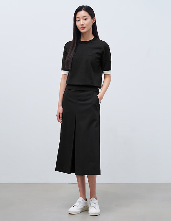 [빈폴레이디스] 변형 주름 스커트 팬츠 블랙 (택1) - 마켓컬리