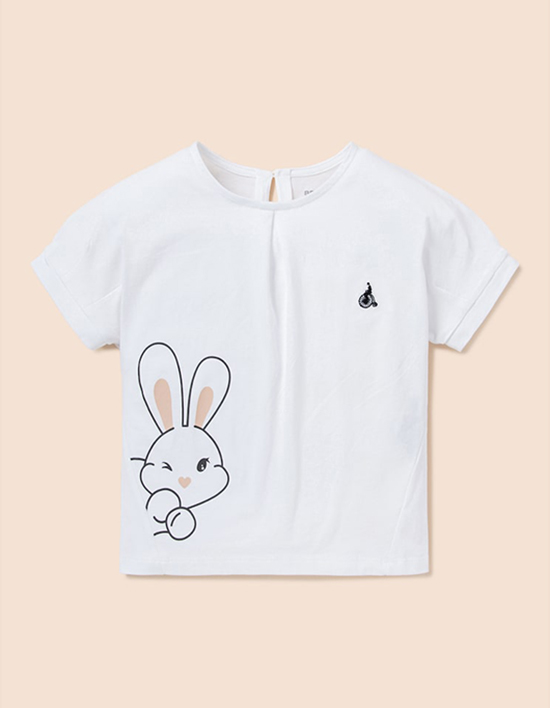 [빈폴키즈] 여아 저지 반소매 티셔츠 화이트 (택1) - 마켓컬리