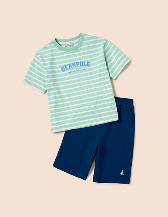 [빈폴키즈] 스트라이프 로고 상하 세트 - 라이트 그린 (택1) - 마켓컬리