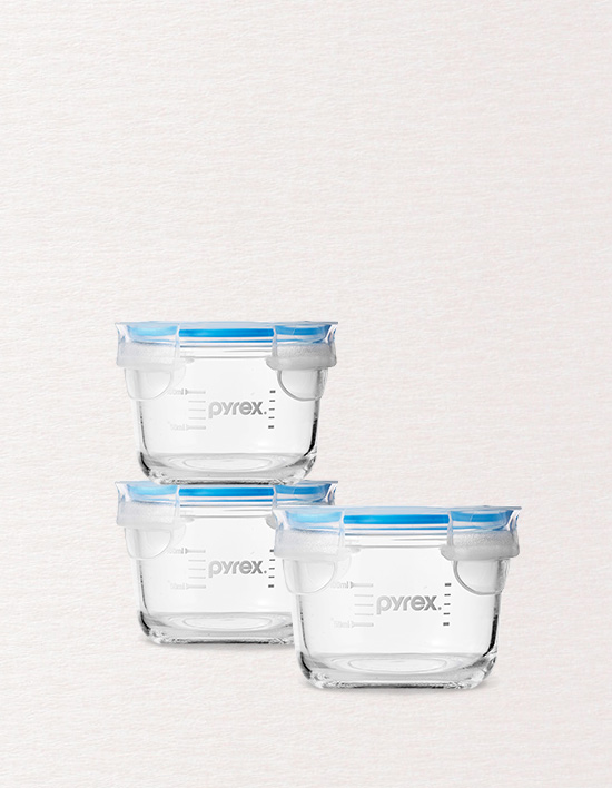 [파이렉스] 원형 유리 이유식용기 165ml (3P세트) - 마켓컬리